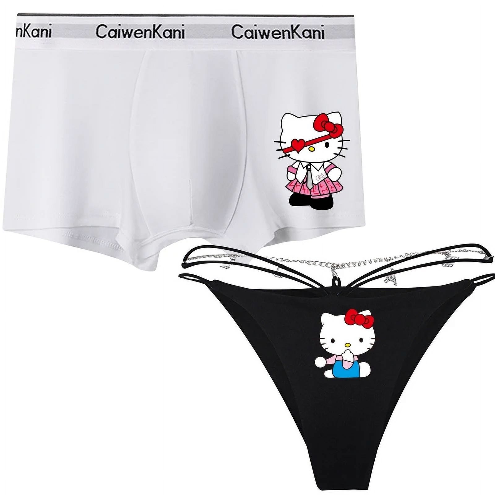 2Pcs chain Underwear for Couple Hello Kitty Figure Cartoon Anime Kuromi ...