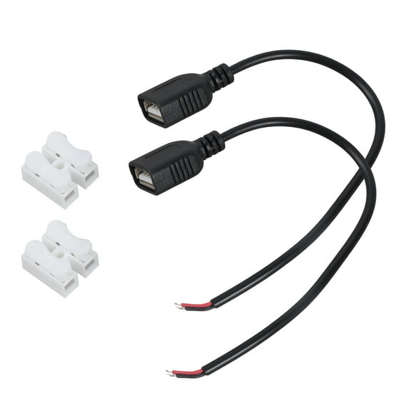 2Pcs/pack USB Female To 2Pin Wire Charging Cable Line with Terminals ...