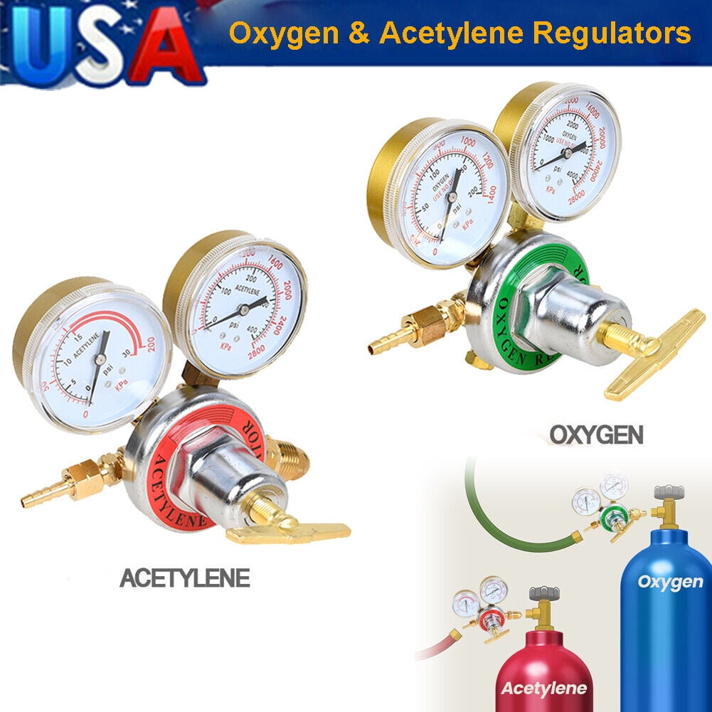 2Pcs/set Oxygen Acetylene Regulators Combo Welding Gas Dual Gauges ...