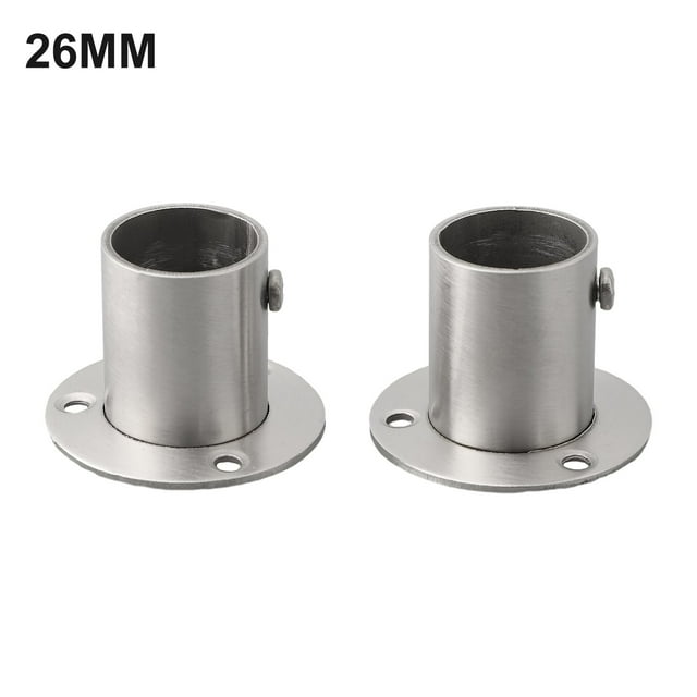 2Pcs/set Stainless Steel Flange Socket Closet Rod End Support Wardrobe ...
