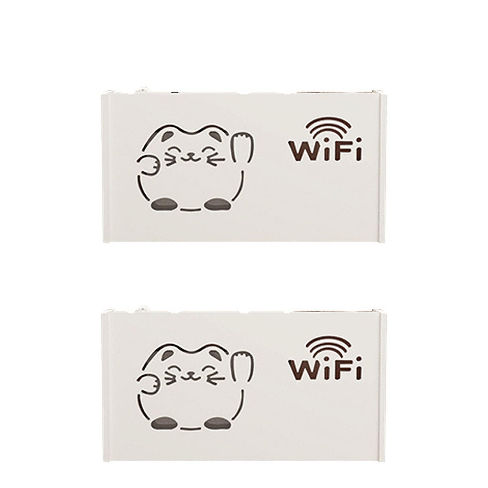 2PcsWifi Router Storage Box Outlet Set Top Cable Wooden Case Wall Mount ...