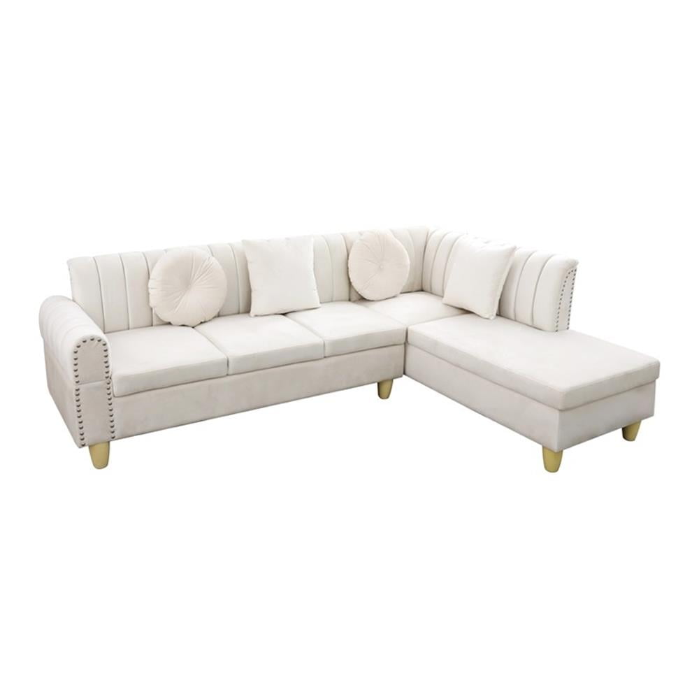 Star Home Living 2-Piece Upholstered Sectional, Microfiber, White, L ...