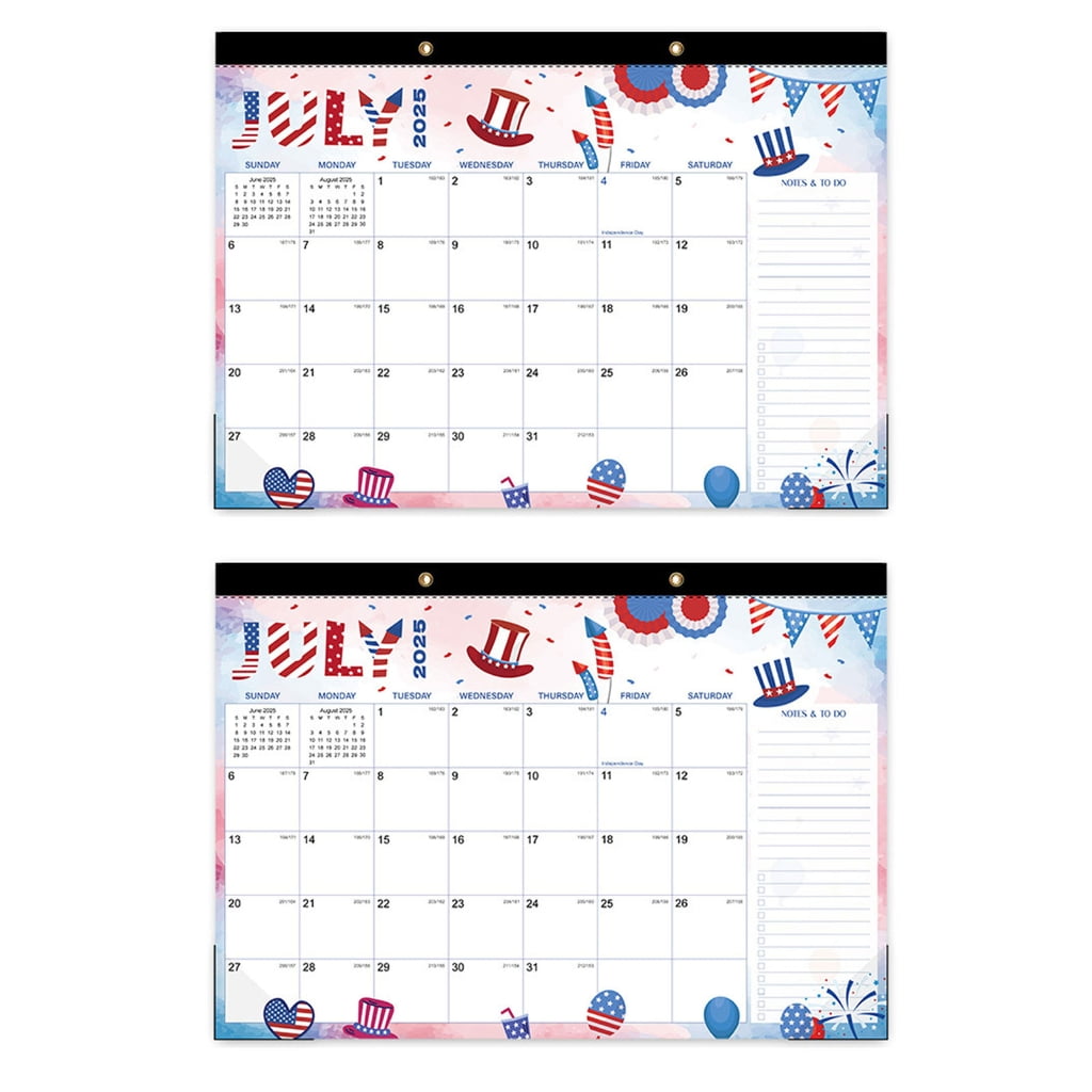 2Pieces 2025-2026 Wall Calendar Twin-Coil Binding Monthly Calendar ...