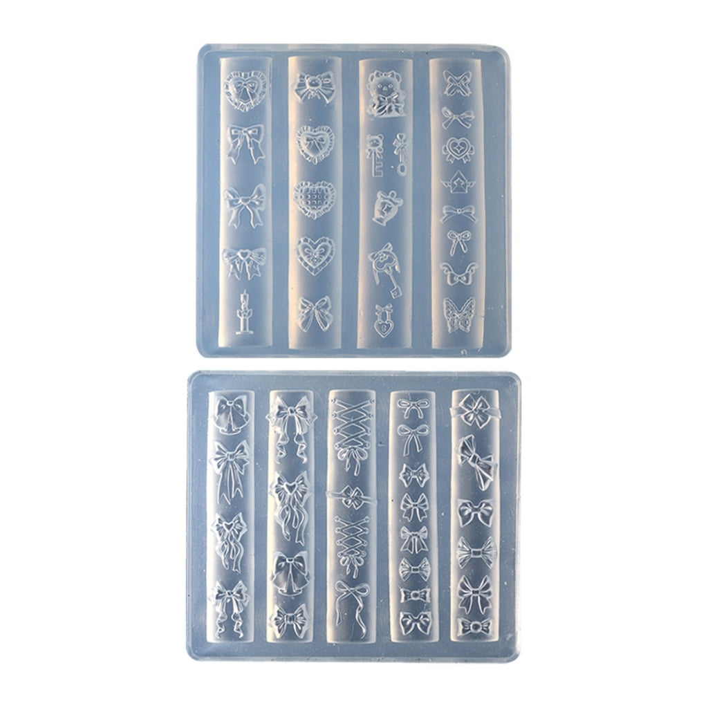 2Pieces 3D Nails Art Bowknot Theme Nails Art Template Silicone Texture ...