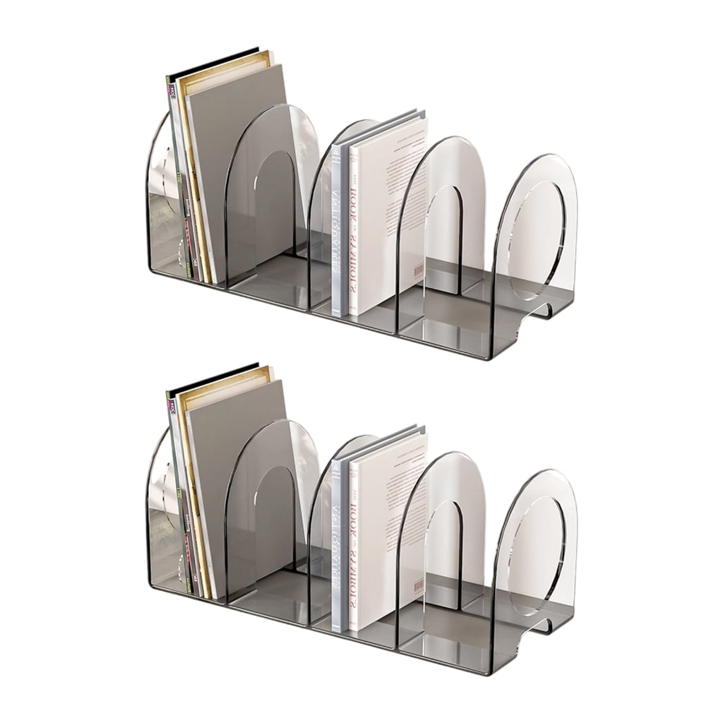 2Pieces Acrylic Bookend for Shelf 4 Section Book End Desktop Book ...