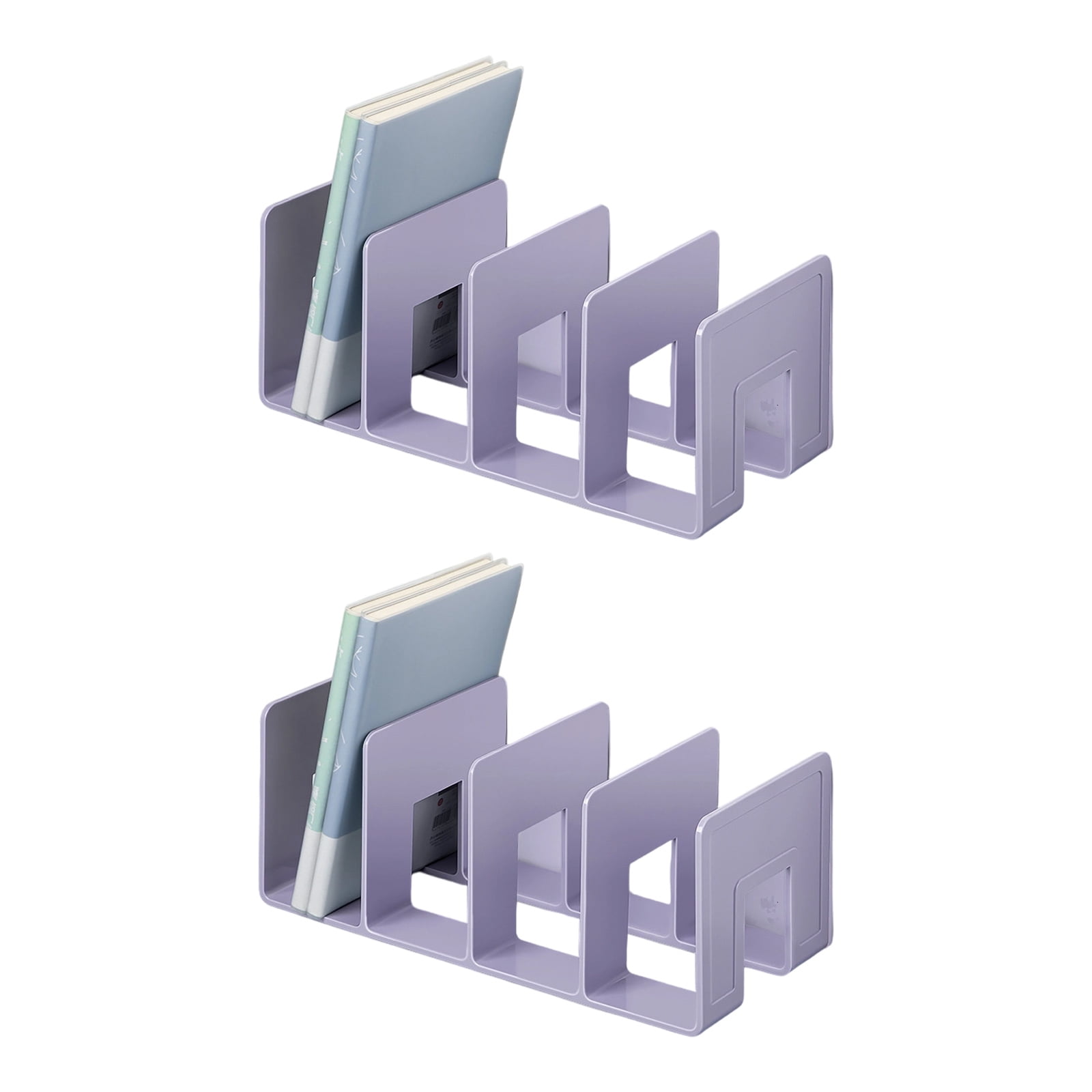 2Pieces Acrylic Bookend for Shelf 4 Section Book End Desktop Book ...