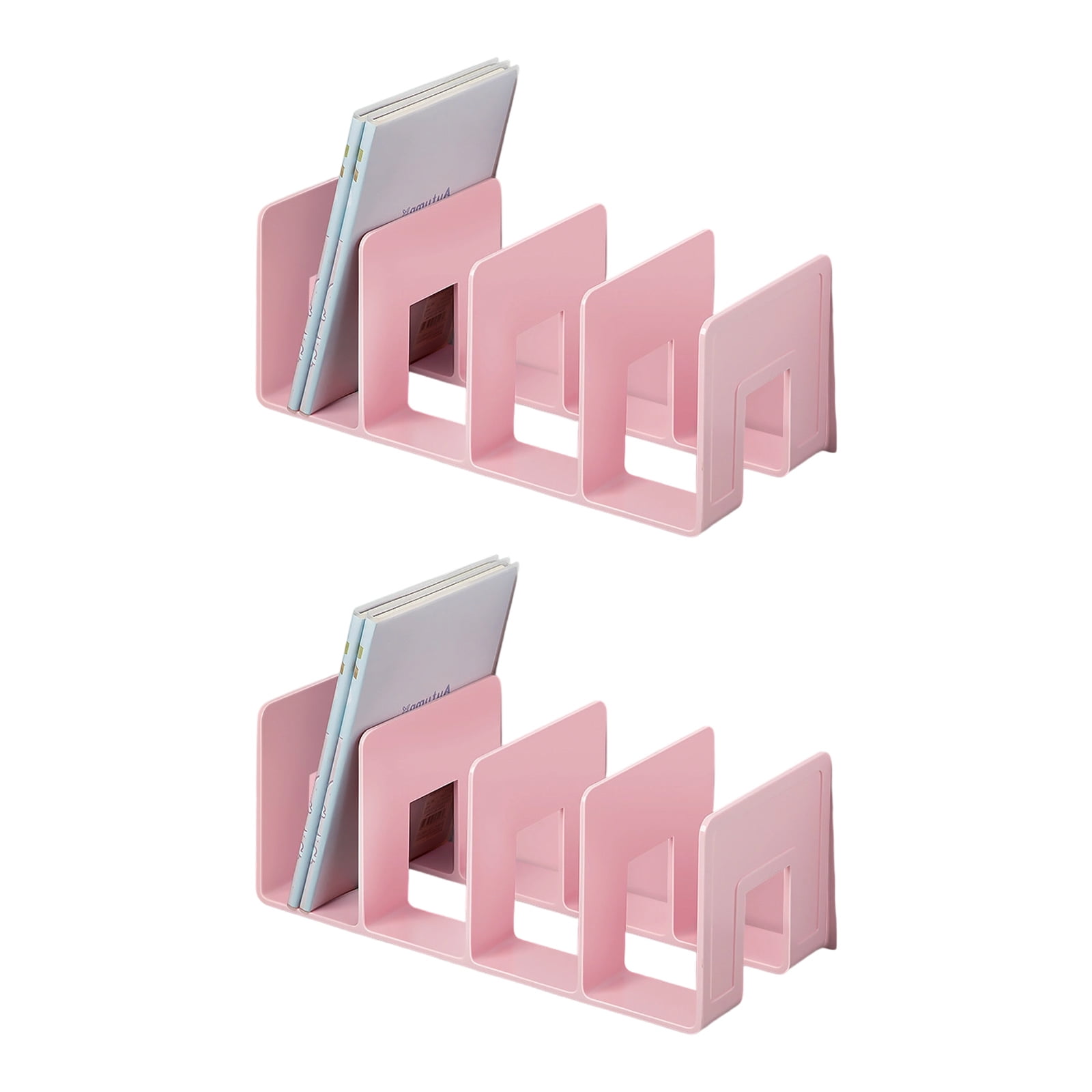 2Pieces Acrylic Bookend for Shelf 4 Section Book End Desktop Book ...