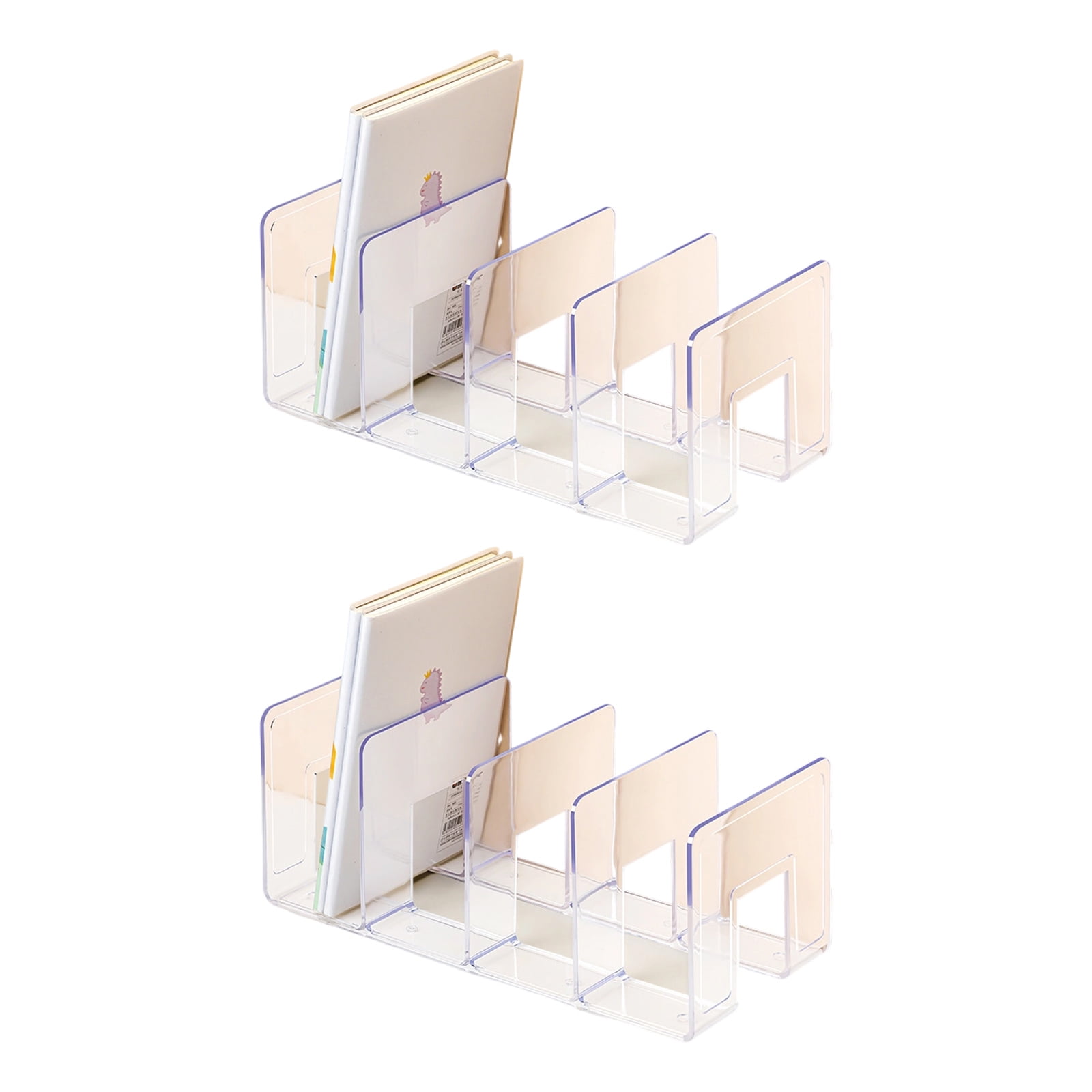 2Pieces Acrylic Bookends for Shelf 4 Section Book End Magazine Stand ...