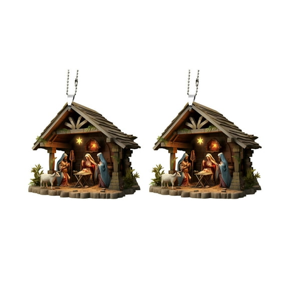 2Pieces Acrylic Decors Hangings Durability Hangers Nativity Scene ...