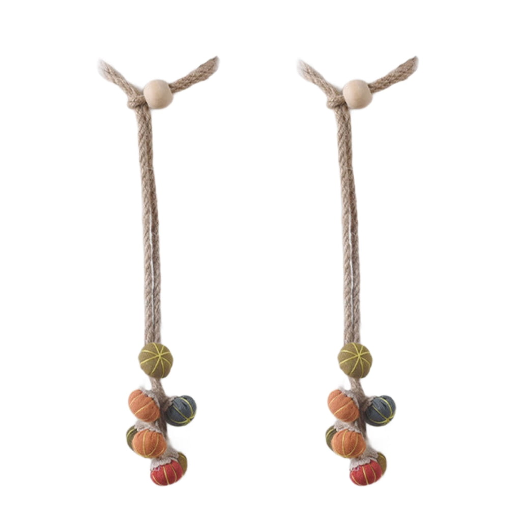 2Pieces Curtain Tiebacks Wood Bead Window Drapery Holdbacks Tie with ...