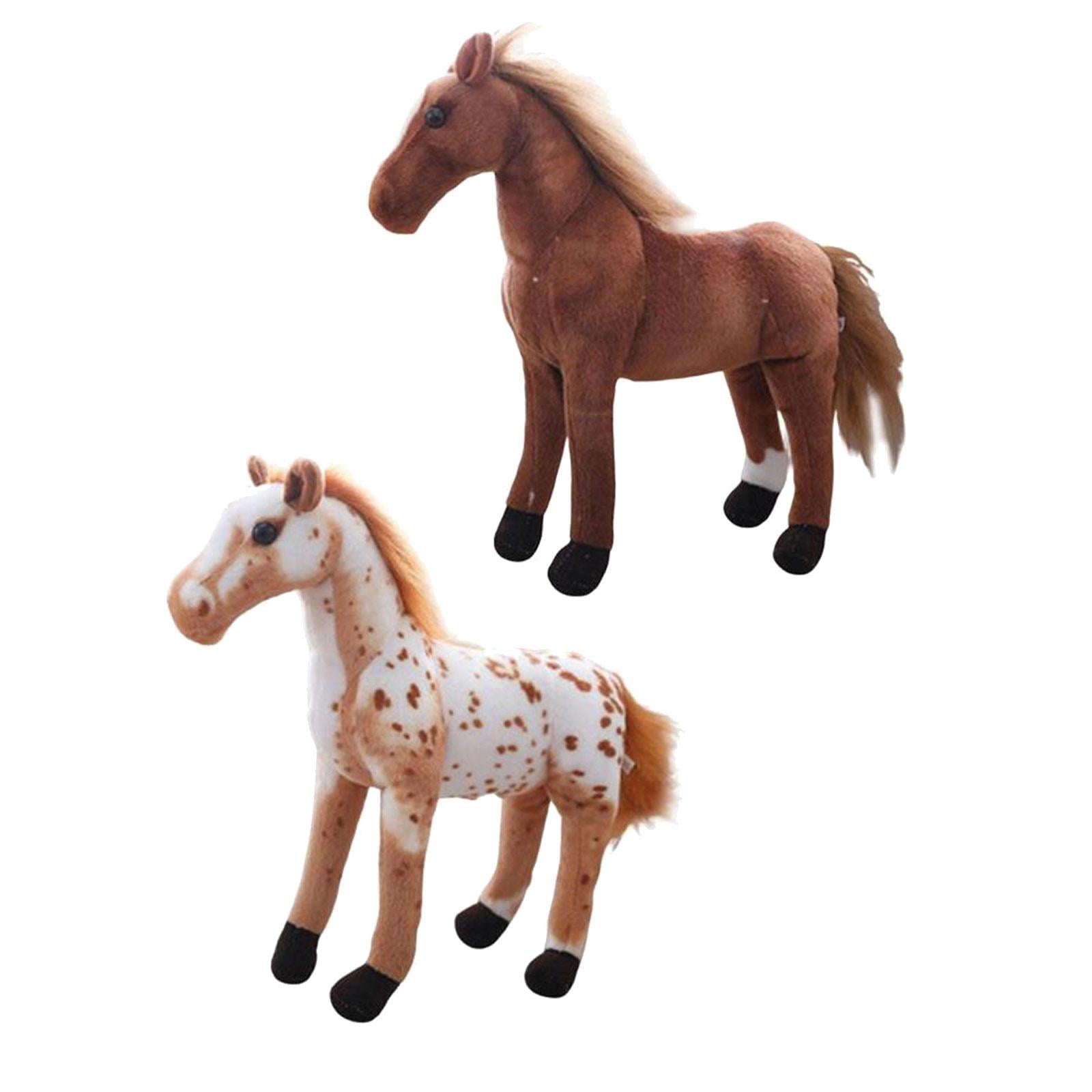 2Pieces Cute Simulation Horse Toys Animal Dolls Soft Plush Padding ...