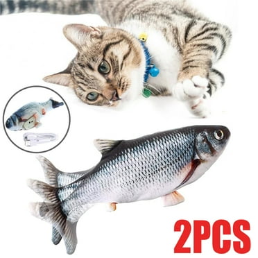 Cat Flipping Fish Toy - Realistic Wiggling Interactive, USB ...