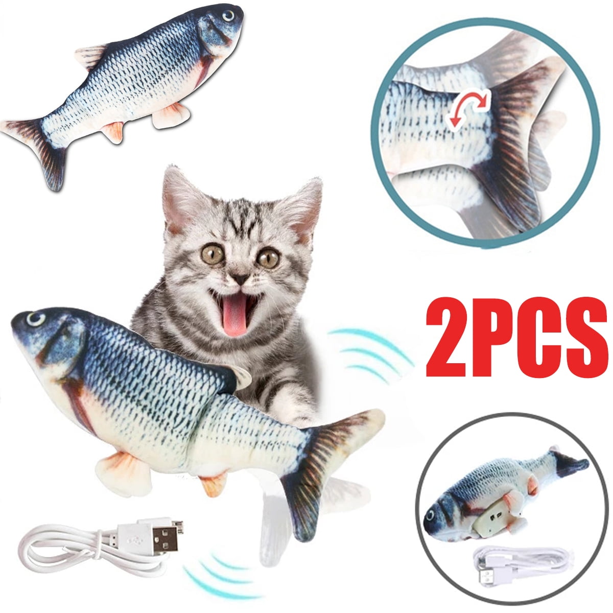 2Pieces Floating Floating Fish Toy Dog Cat Grass Fish Floppy Fish Toy ...