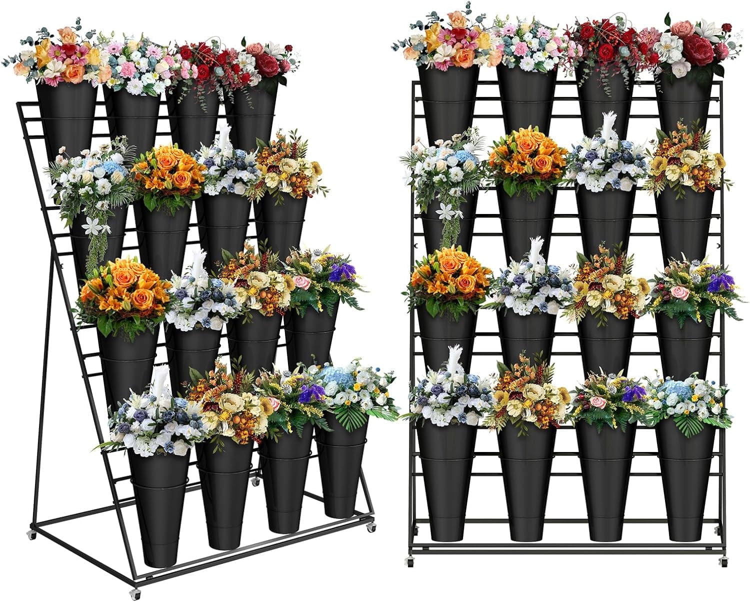 2Pieces Flower Display Standwith 32PCS White Buckets, 4 Tier Floral ...