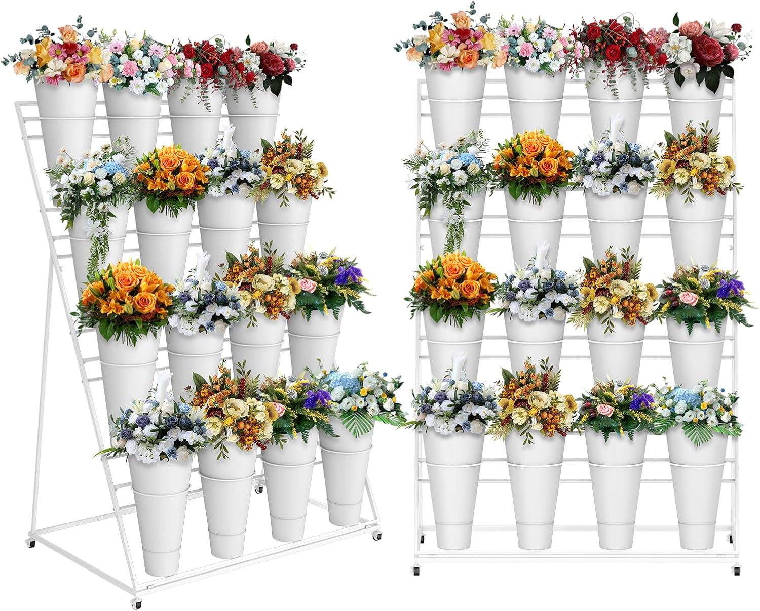 2Pieces Flower Display Standwith 32PCS Buckets, 4 Tier Floral Display ...