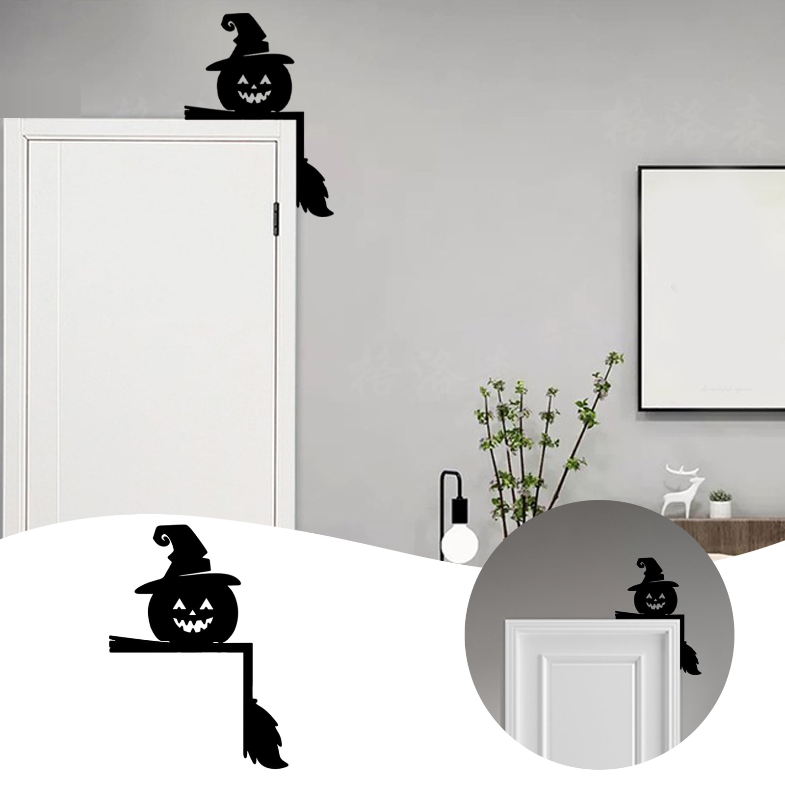2Pieces Halloween Door Corner Sign Decoration Witch Spider Web Bat ...