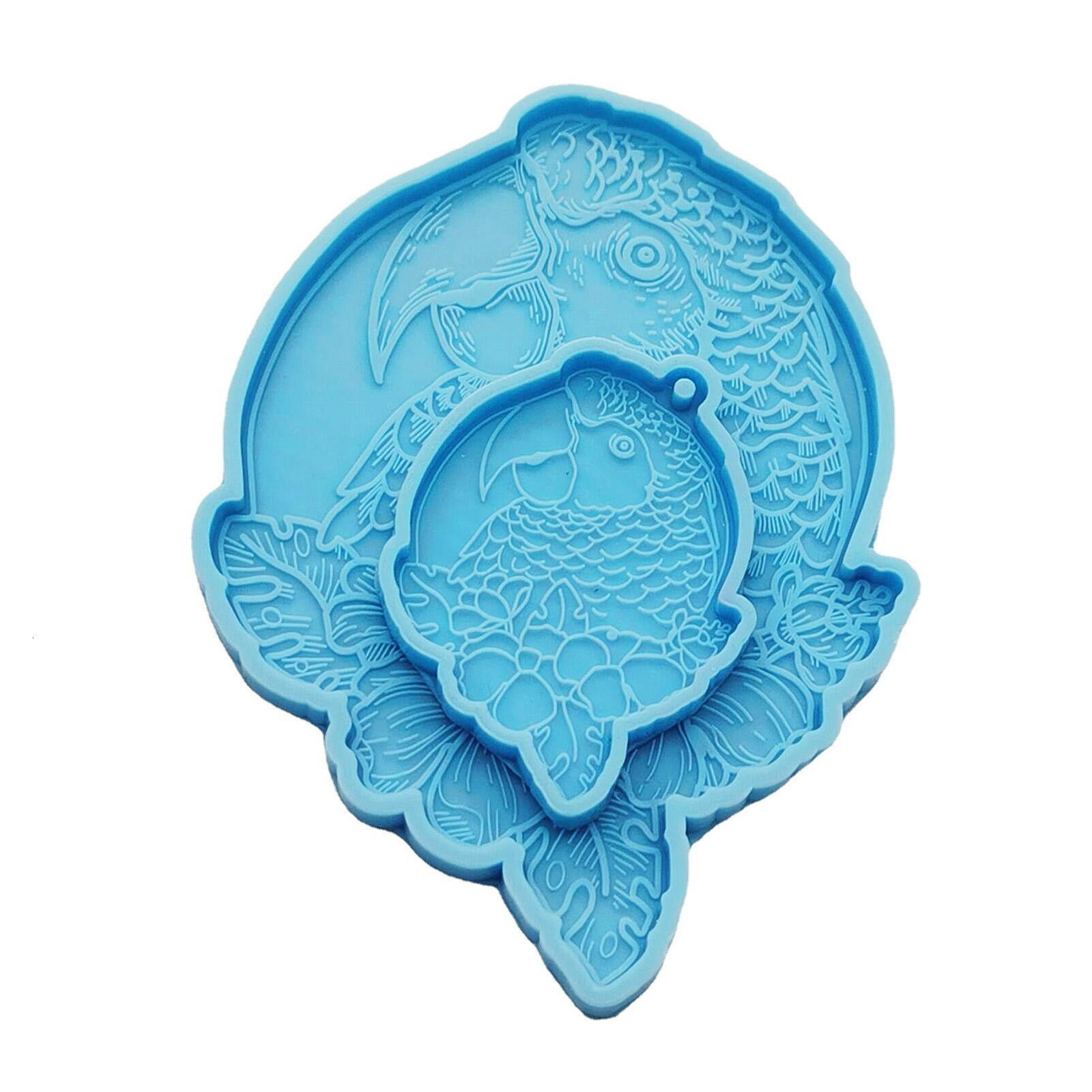 2Pieces Keychain Resin Silicone Molds with for Key Chain Rings Parrot ...