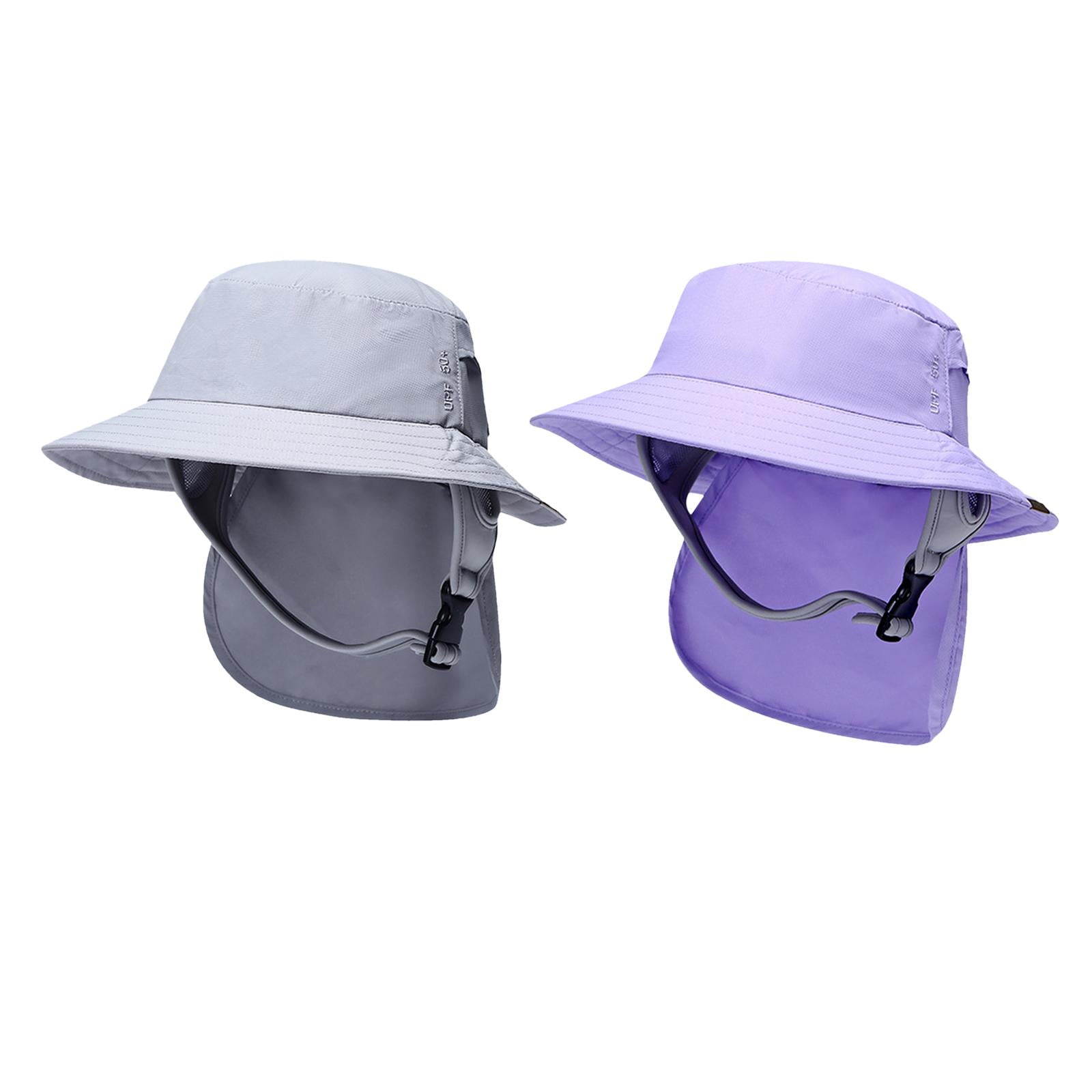 2Pieces Lightweight Surf Bucket Hat with Chin Straps Neck Flap Cover ...