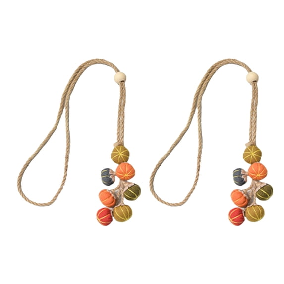 2Pieces Not Drill Curtain Holders Tiebacks Rope With Decorative Pumpkin ...