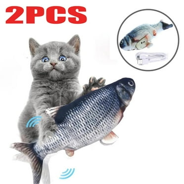 Cat Flipping Fish Toy - Realistic Wiggling Interactive, USB ...