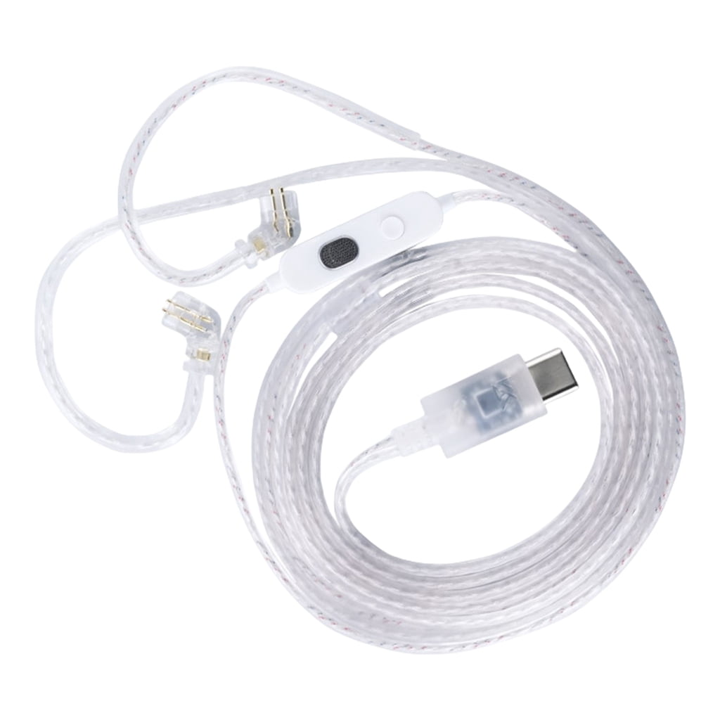 2Pin In Ear Earphones Cable Silver plated Headphone Wire Extension Cord ...