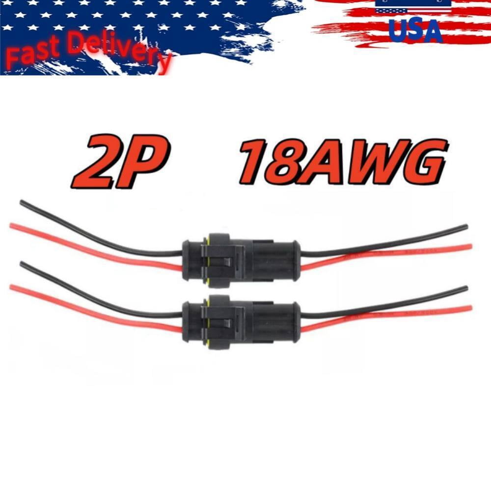 2Pin Way Car Male Female Electrical Connector Plug Waterproof Wire Kit ...