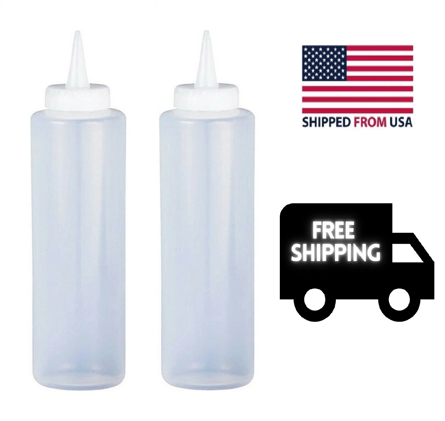 2Pk 12Oz Clear Plastic Squeeze Bottle Condiment Dispenser Ketchup ...