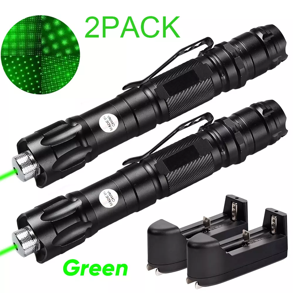 2Pk 6000Miles Green Laser Pointer Star Visible Beam Light Rechargeable ...
