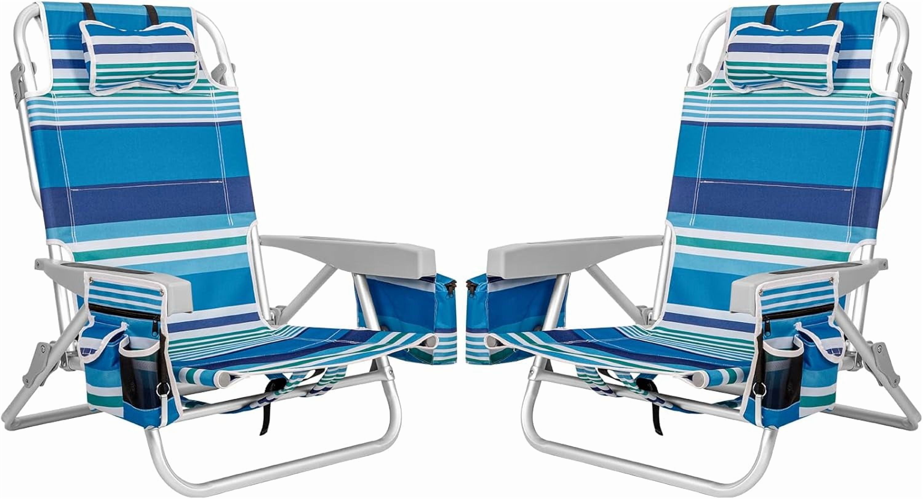 2Pk Aluminum Extra Wide 5-Position Lay Flat Folding Backpack Beach ...