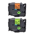 2Pk Black On Fluo Orange/Yellow Label Tape Compatible With Brother Tz ...