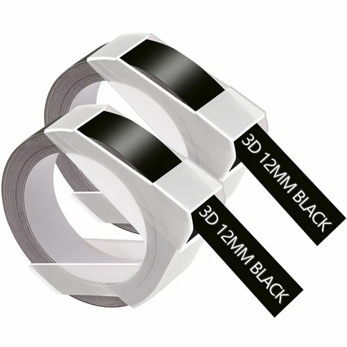 2Pk For Dymo Label Maker 3D Embossing Plastic Label Tape A521209 Black ...