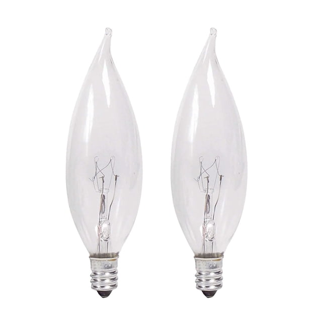 2Pk - Philips 7w 120v C7 CA5 Clear E12 Candelabra Mini Bent Tip Candle ...