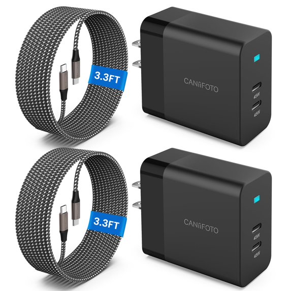2Port 45W Super Fast Charger Type C, 2Pack 45W USB-C Charger Android ...