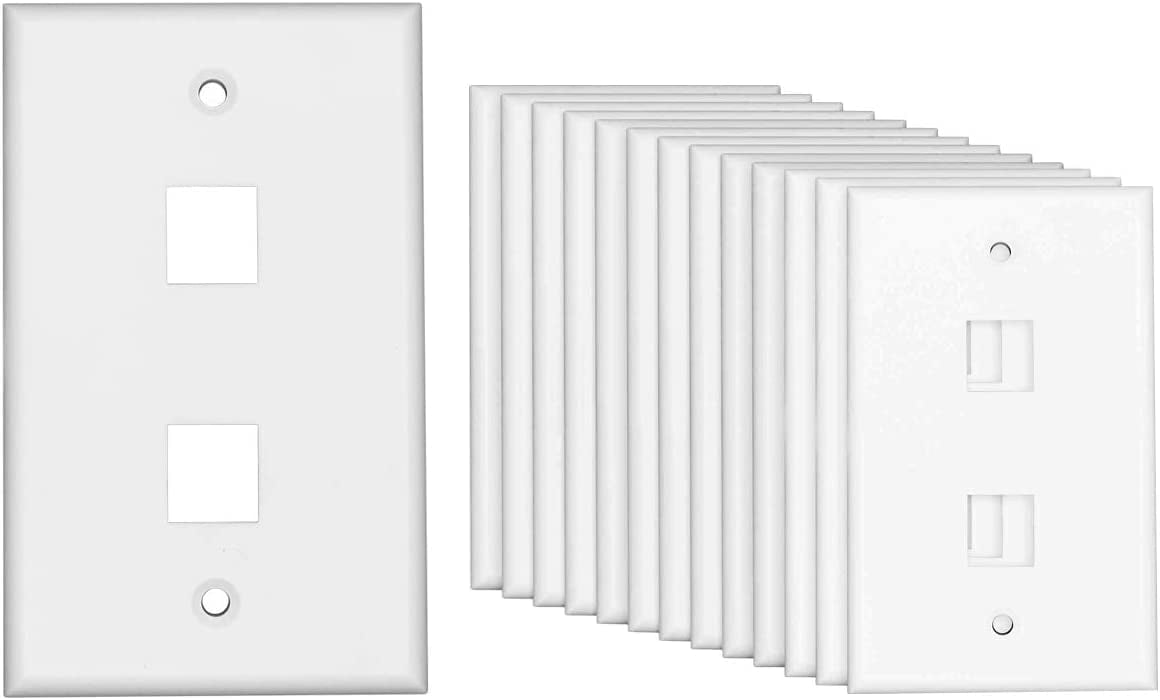 2Port Cat 6 Keystone Jack Wall Plate RJ45 Ethernet Connector Cover ...