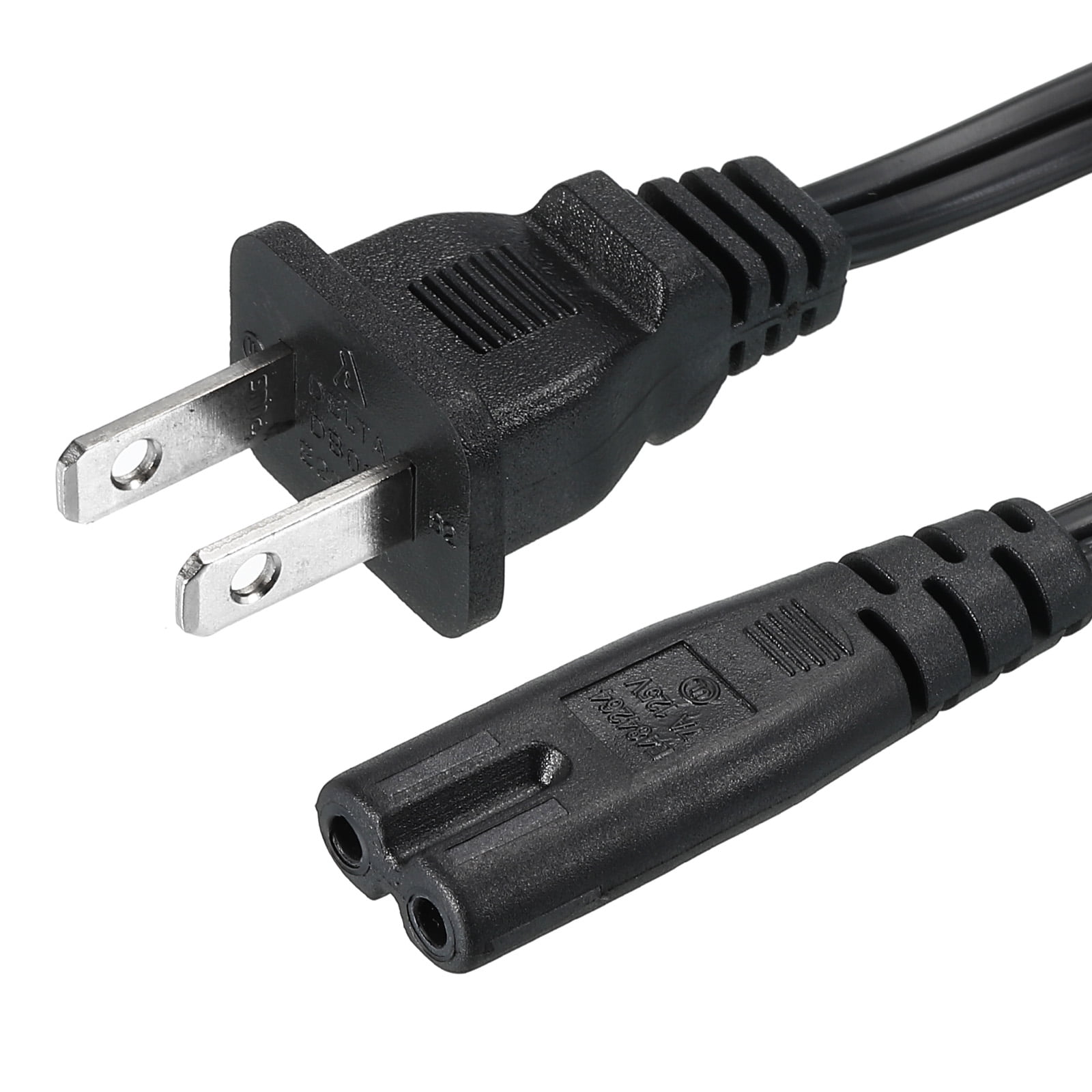 2Prong AC Power Cord 5ft 18 AWG 2Slot to C8 Female Cable Replacement ...