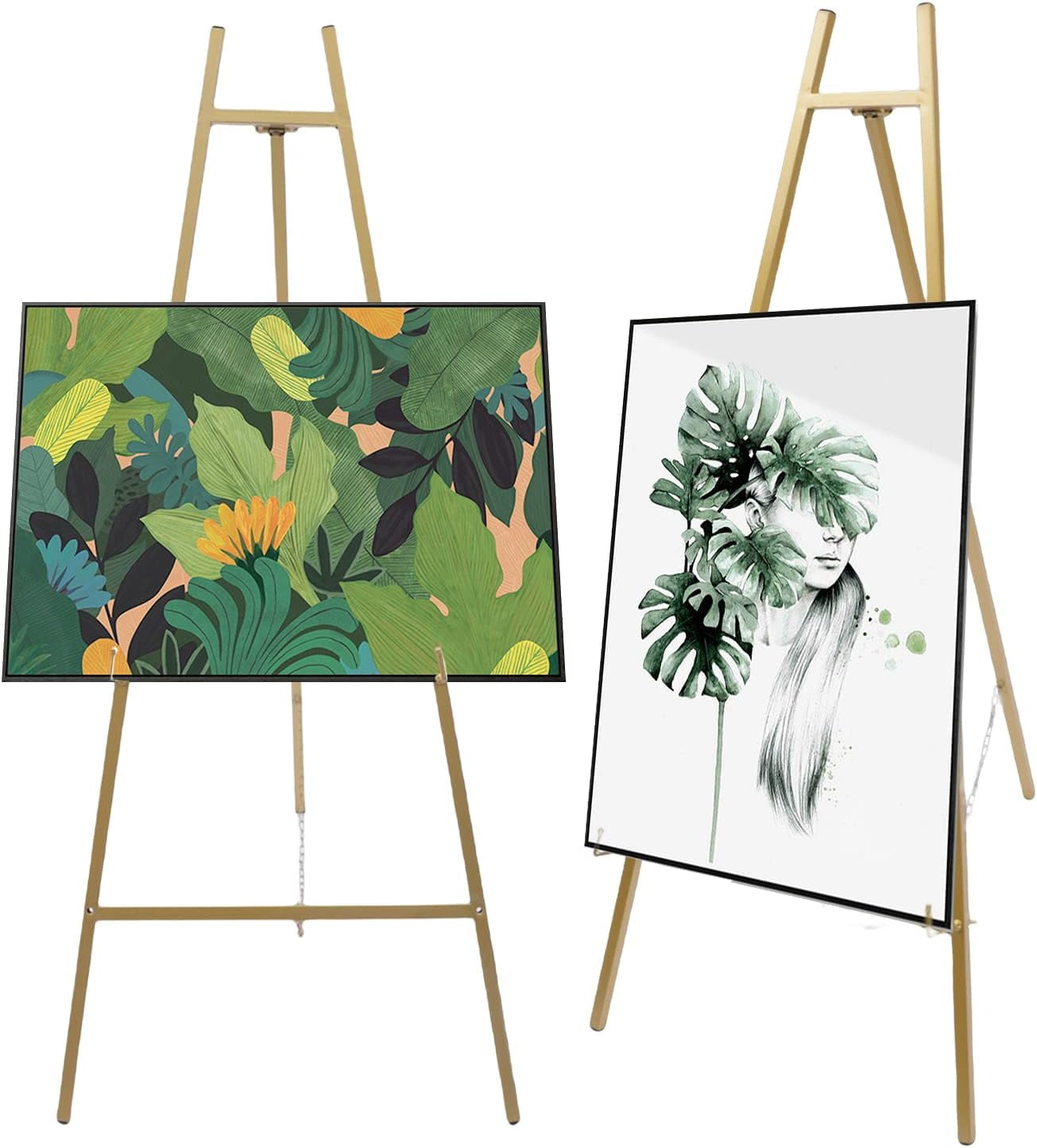 2Psc 41”H Tall Easel Stand for Sign,Steel Pipe Gold Easel for Wedding ...