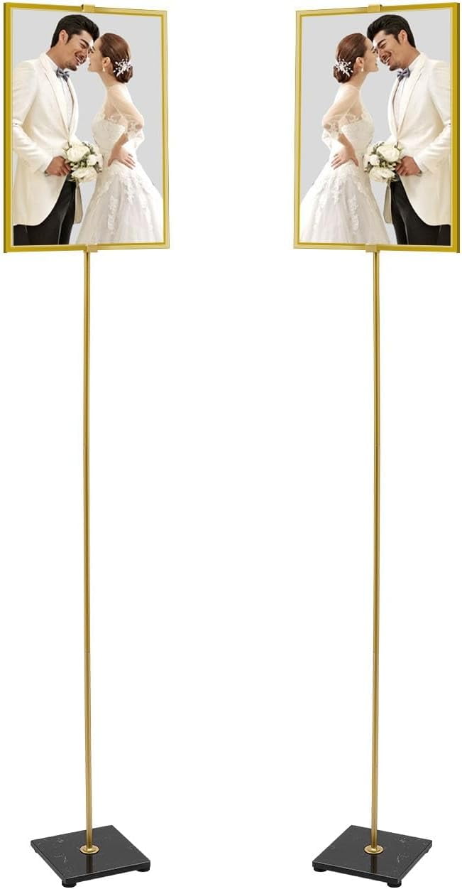 2Psc Easel Stand for Sign with Marble Base 63in Height Adjustable Gold ...