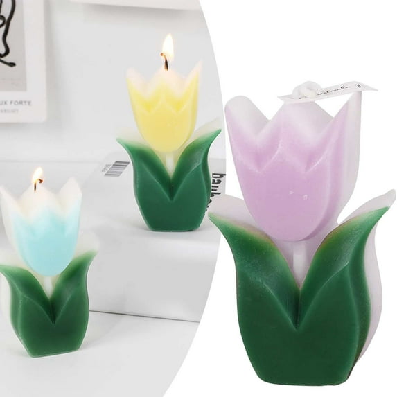 2Psc Flower Shaped Candles Tulip Candles Aesthetic Cool Candles Cute ...