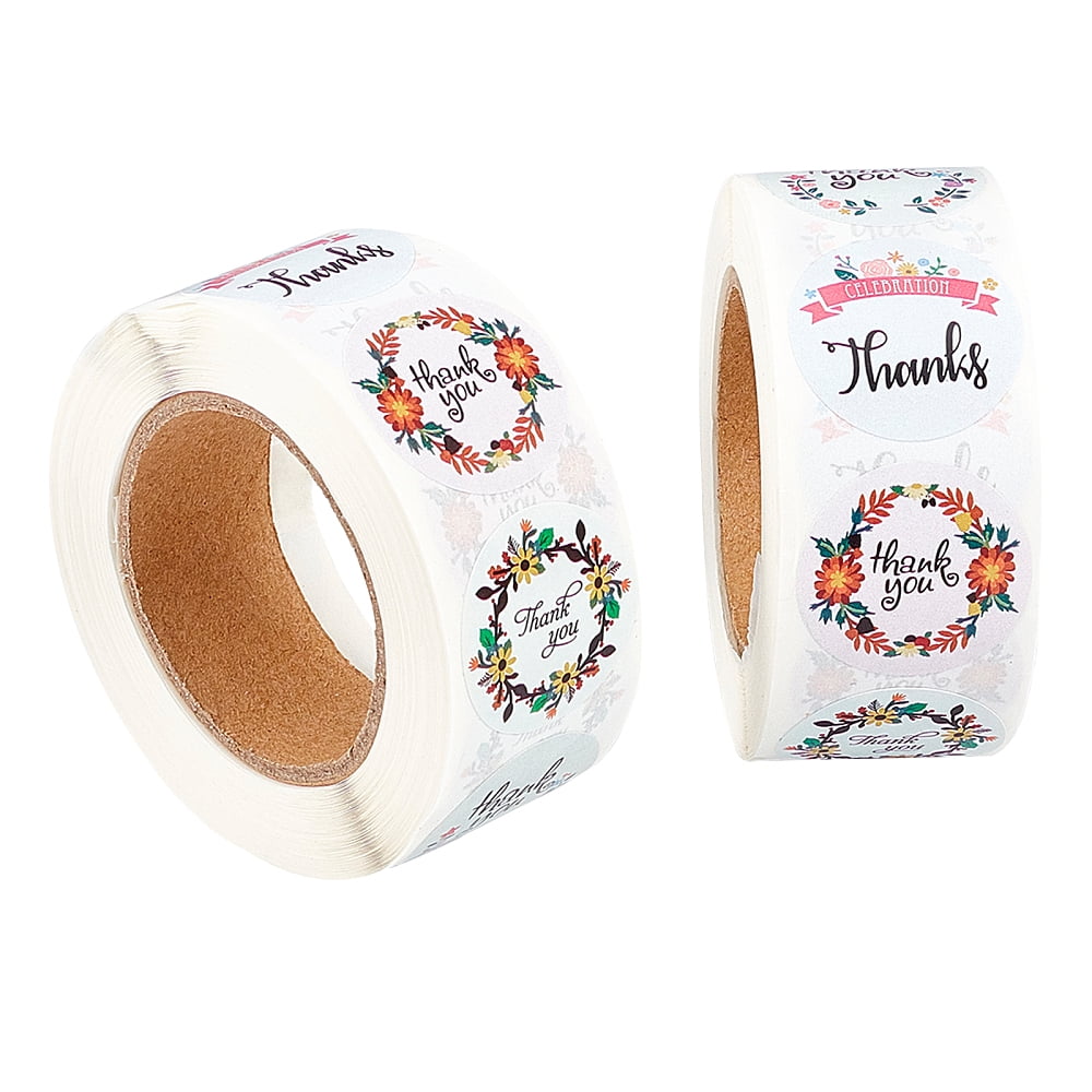 2Roll 2 Rolls Thank You Stickers 1inch Kraft Paper Circle Labels 500pcs ...