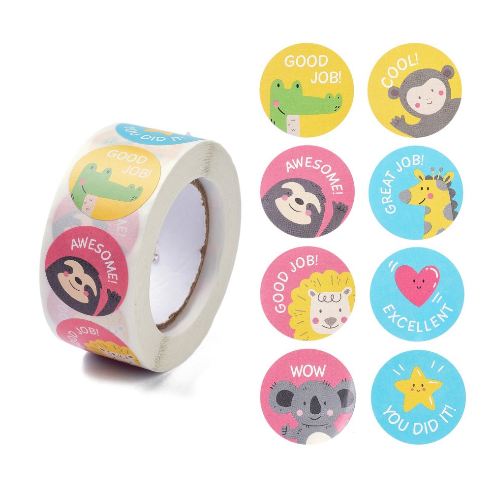 2Roll Reward Stickers Round Animal Encouragement Stickers for Kids ...