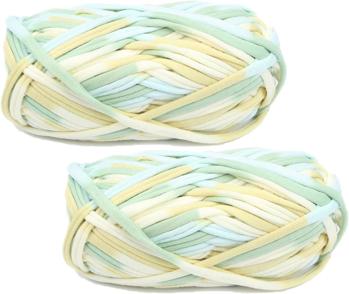 2Rolls 100g/Roll Colorful Knitting Yarn Fabric Crochet Cloth T-Shirt ...
