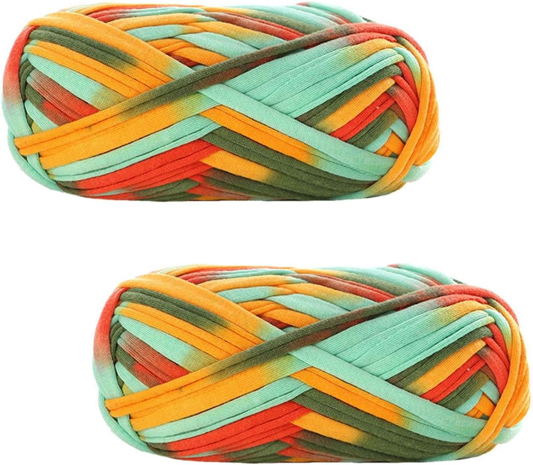 2Rolls 100g/Roll Colorful Knitting Yarn Fabric Crochet Cloth T-Shirt ...