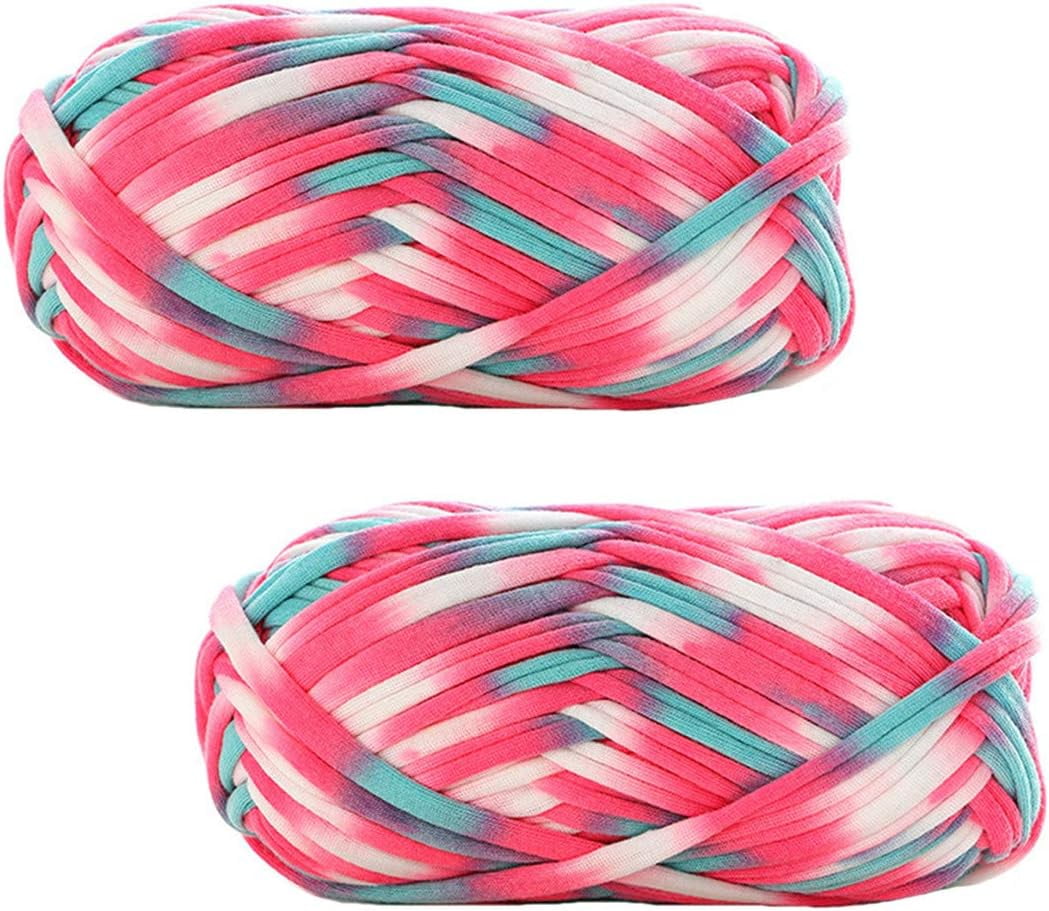 2Rolls 100g/Roll Colorful Knitting Yarn Fabric Crochet Cloth T-Shirt ...