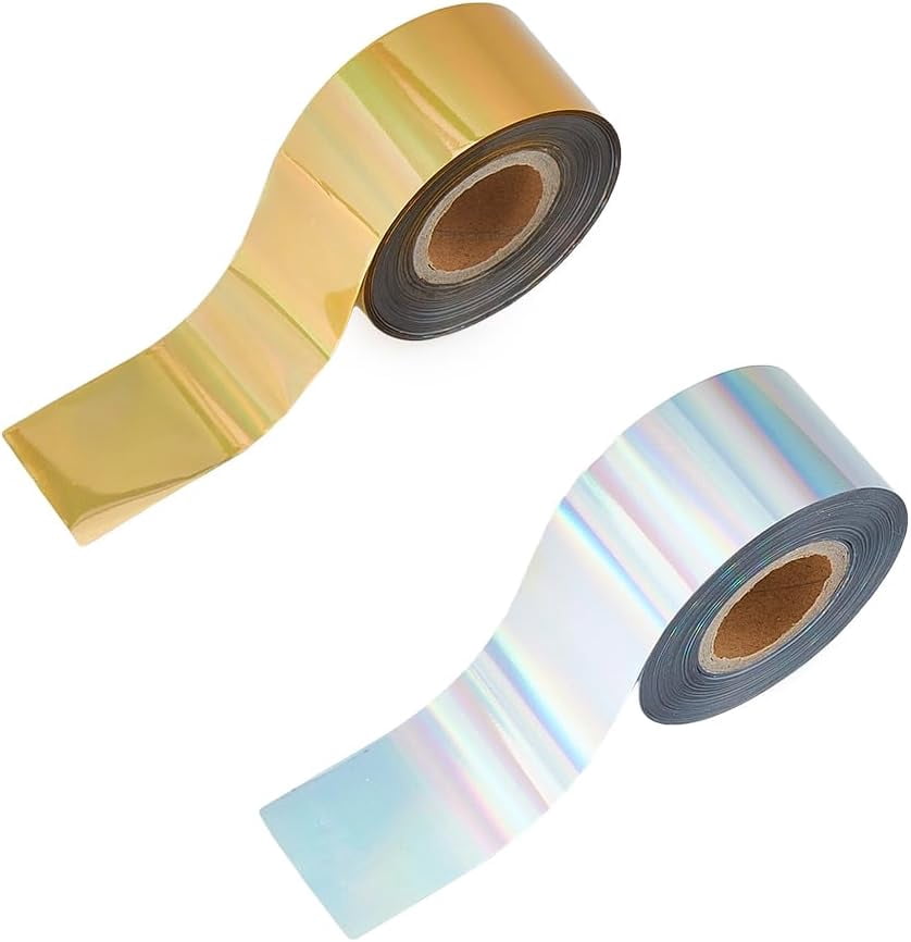 2Rolls 2Colors Sparkle Golden Silver Hot Foil Paper 394 inch Hot ...