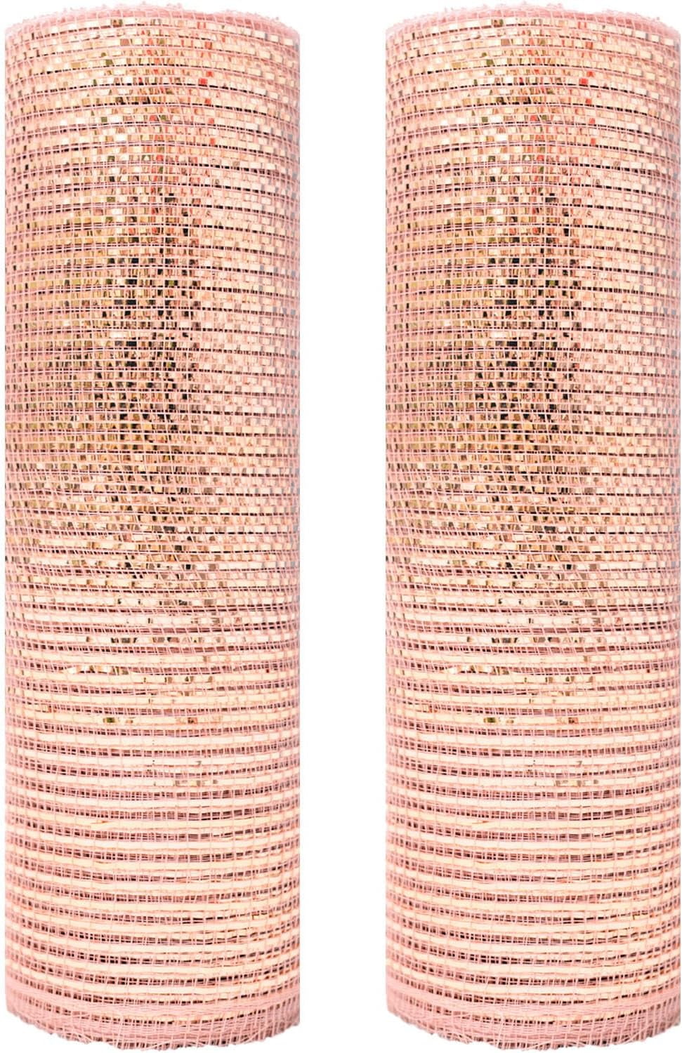 2Rolls Decor Mesh Poly Ribbons 10 Inch x 30 Feet Each Roll Metallic ...
