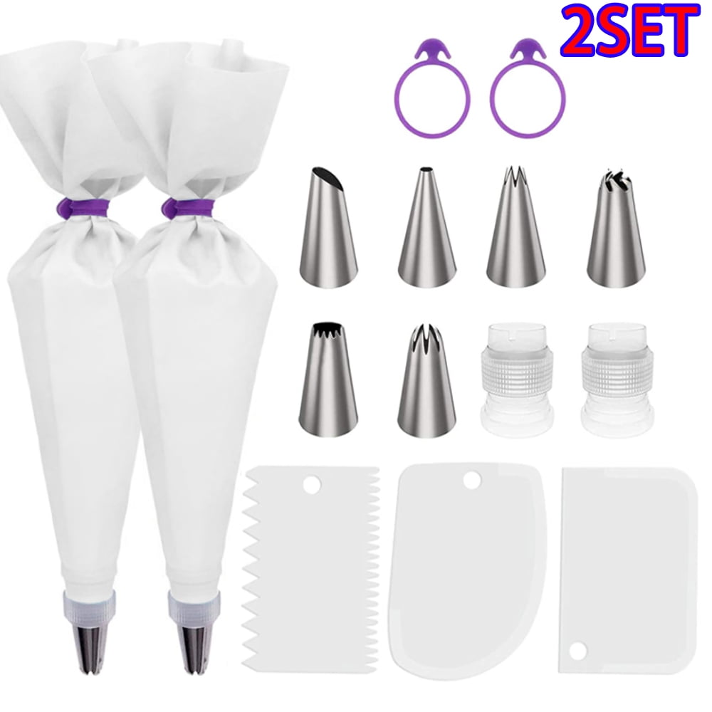 2SET Piping Bag and Cake Decorating Tips, Baking Supplies Kit, Cupcake ...