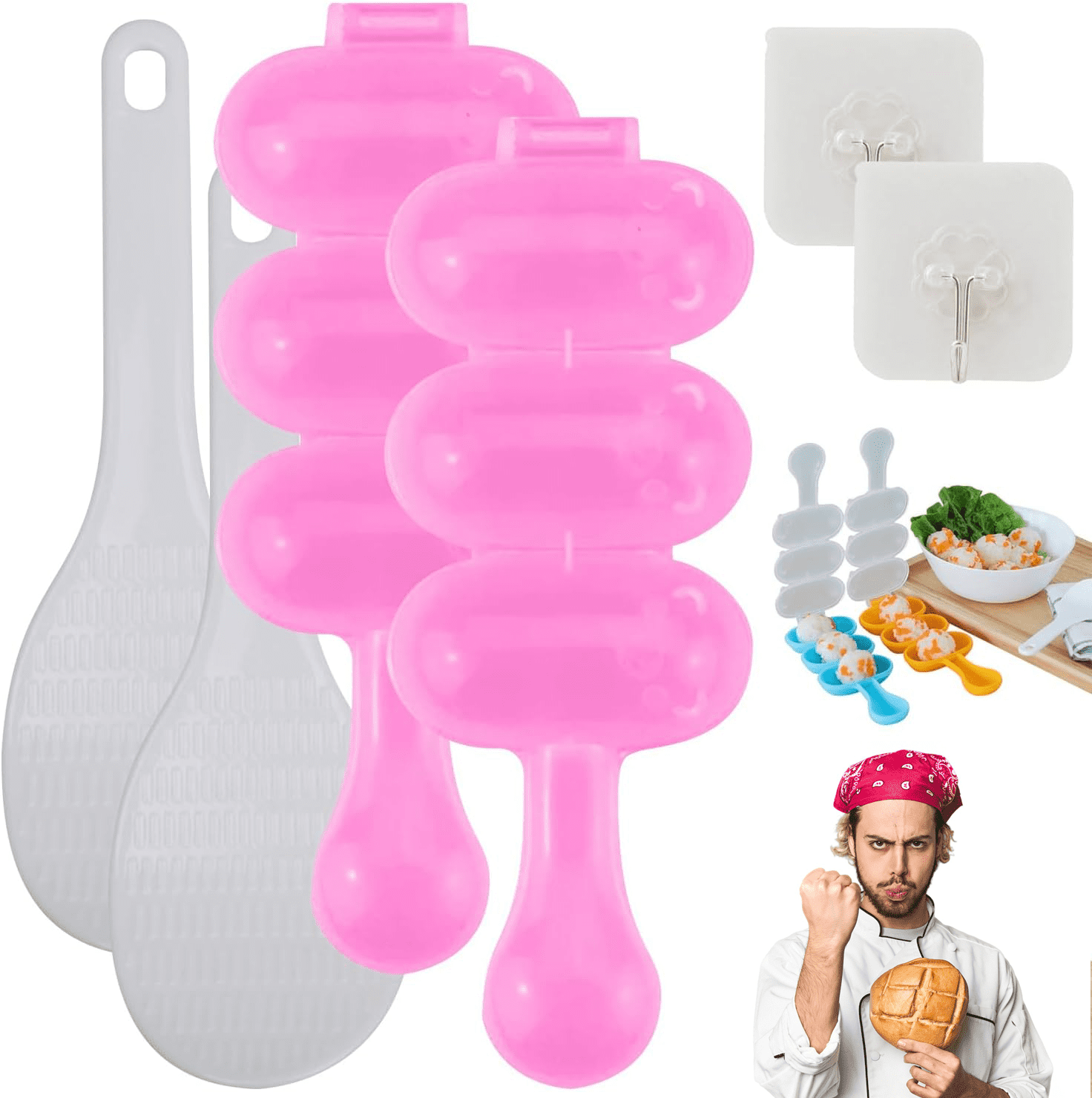 2SET Rice Ball Shaker Set – Easy DIY Rice Ball Maker, DIY Round Sticky ...