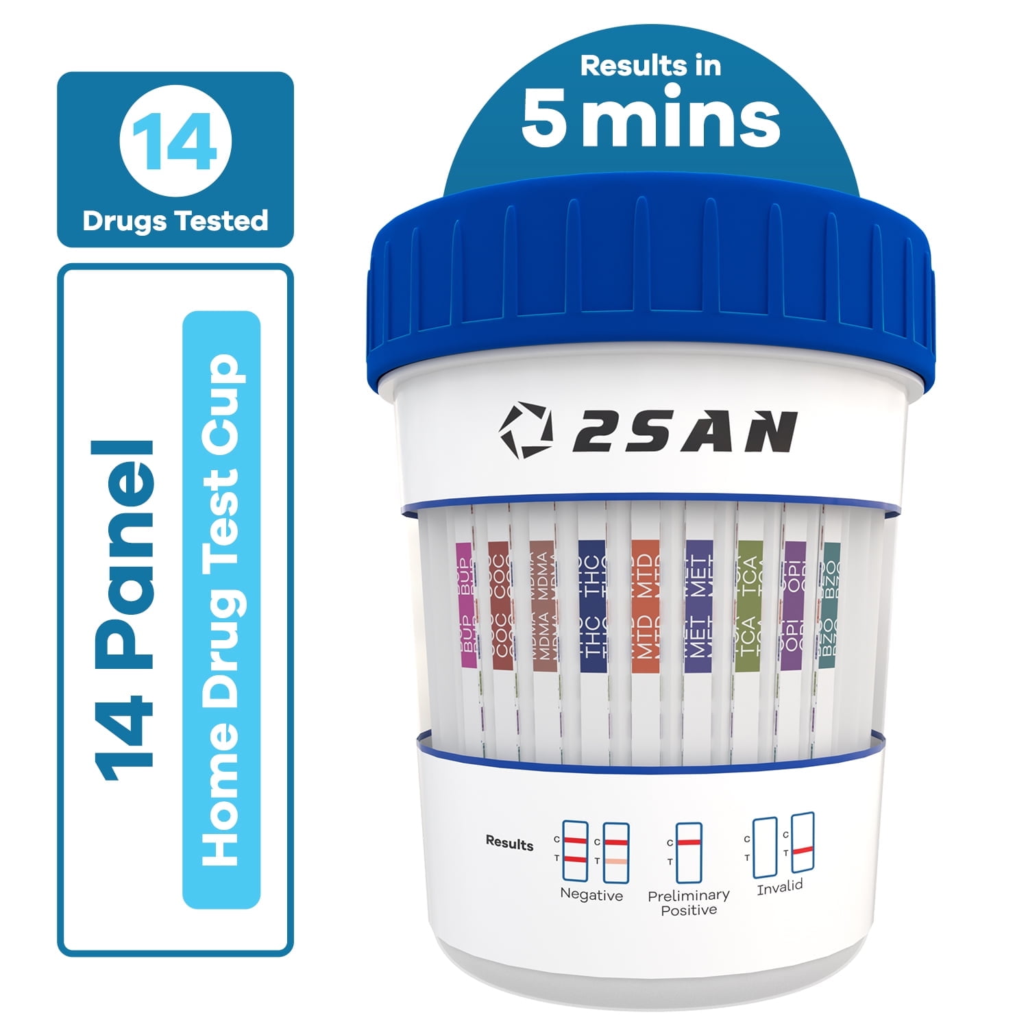 2San 14-Panel Drug Test Cup (THC Cocaine Meth Opiates PCP MDMA Oxy ...