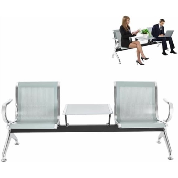 2Seat Office Reception Chair,Guest Reception Chair Set w/Table & Arm ...