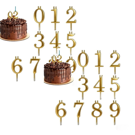 2Set of 10Pcs Reusable Number Candle Holders, Digital Birthday Cake ...